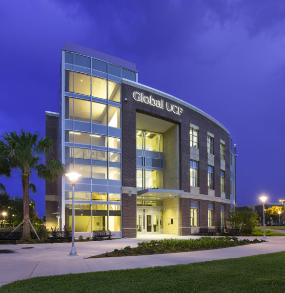Night shot of Global UCF - Clancy & Theys Construction